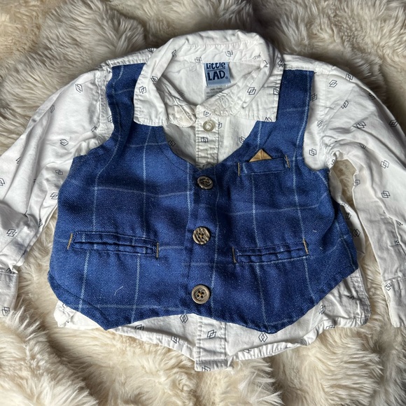 Accessories | Blue Plaid Vest And White Shirt Set | Poshmark